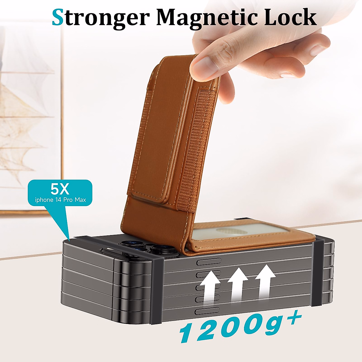 LDSXAY for MagSafe Wallet, Magnetic Phone Wallet with Adjustable Stand & Money Clip, Detachable Magnetic Wallet for iPhone 16/15/14/13/12 Pro Max Plus, 10+ Cards Holder, Vegan Leather, Brown