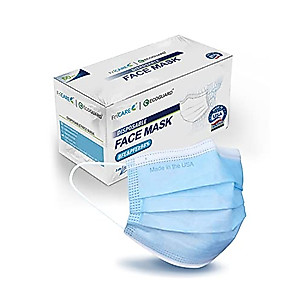 FriCARE Made in USA ECOGUARD Adult ASTM Level 3 Disposable Face Masks, 3 Ply Protection Breathable 50 Pack Elastic Earloop