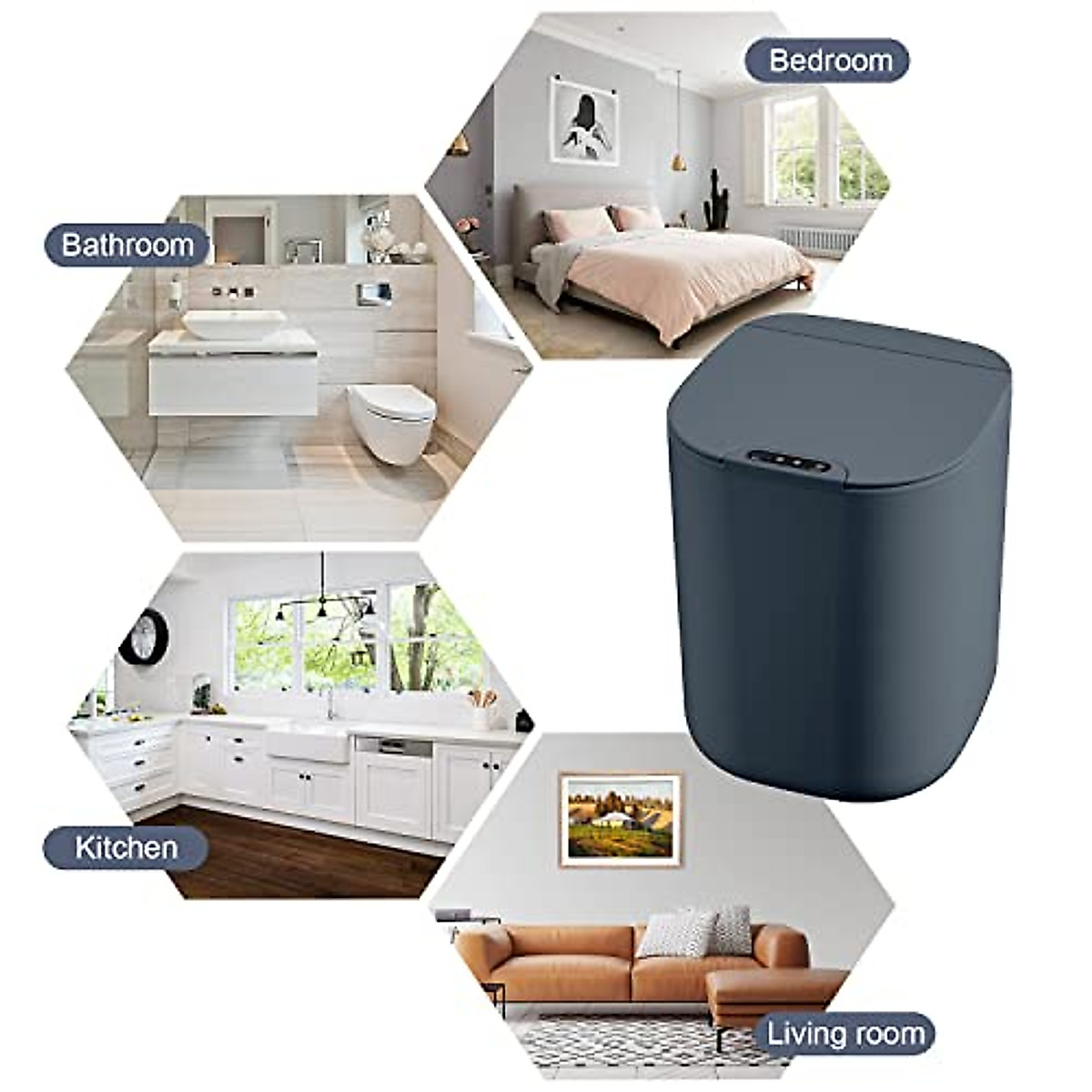 aDeerElf Automatic Trash Can, 4.2 Gallon Bathroom Trash Cans with Lid,Touchless Trash Can Bedroom,Small Trash Can Motion Sensor Smart Garbage Cans for Kitchen,Waste Basket Bin(Blue)