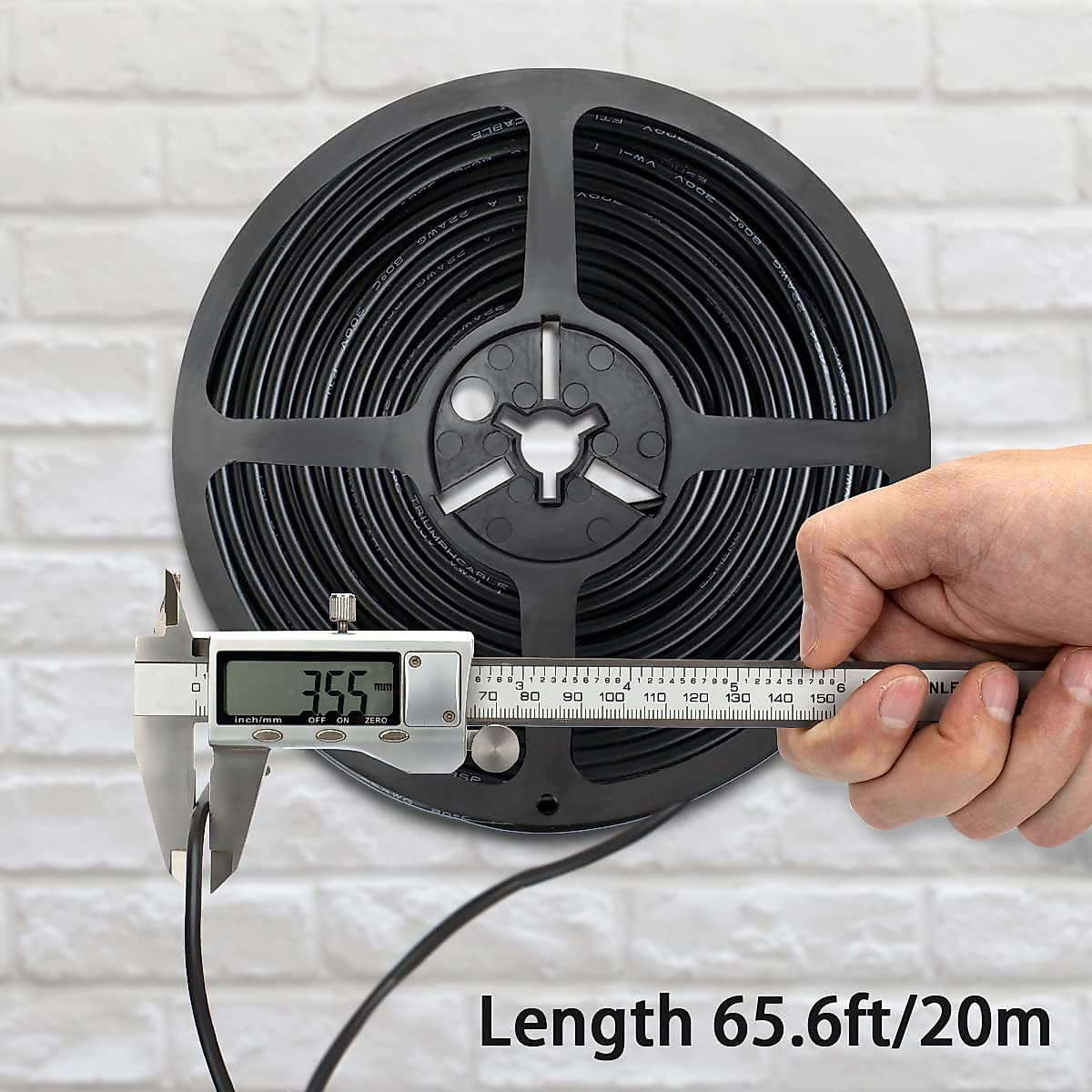 22 Gauge 2 Conductor Electrical Wire, 65.6ft 2pin Conductor Solid Core Wire, 22 AWG Insulated Stranded Hookup Wire, Flexible Extension Electrical Cord for LED Strip, Auto, 12/24 Volt Lighting