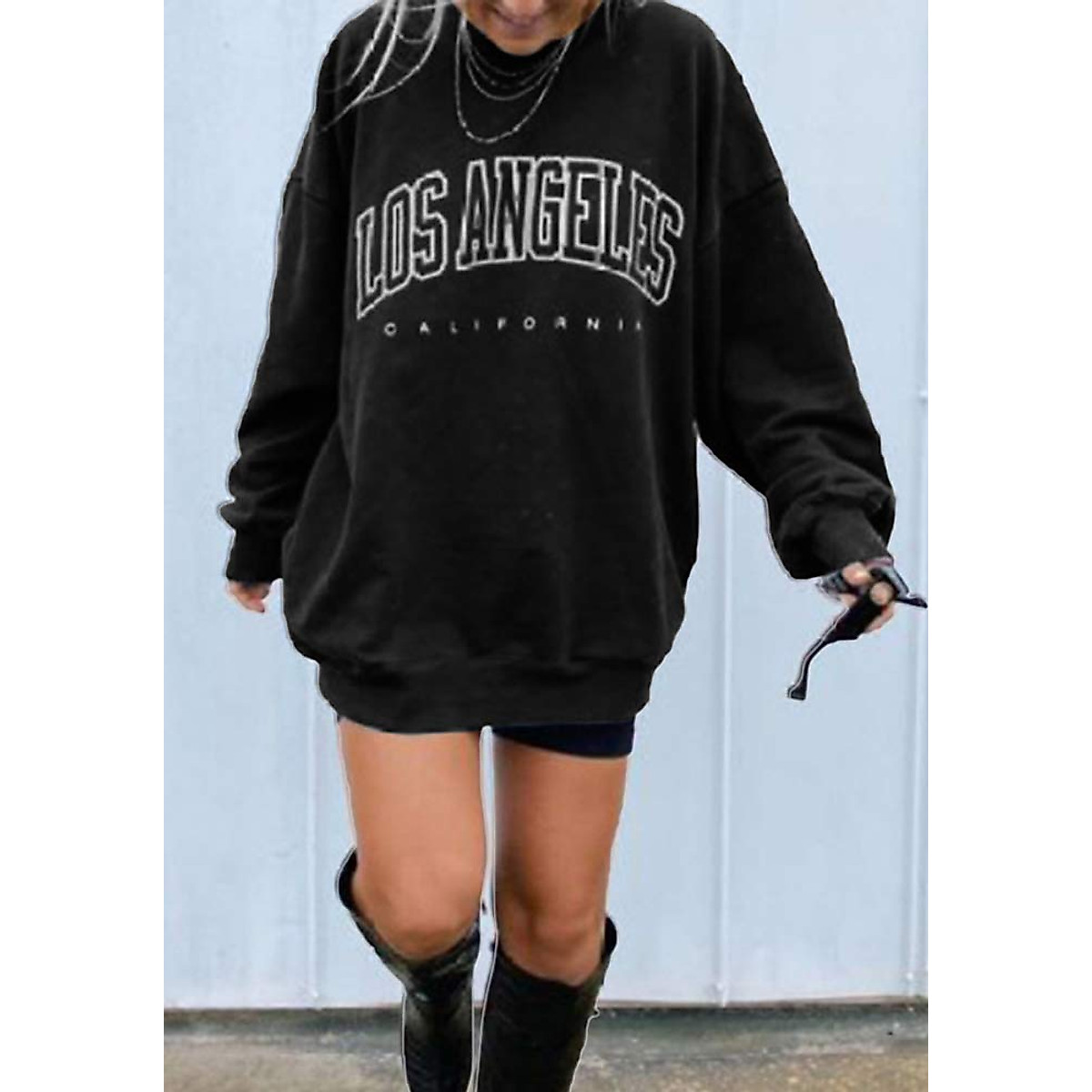 Women's Oversized Sweatshirt Los Angeles California Crewneck Long Sleeve Casual Loose Pullover Tops