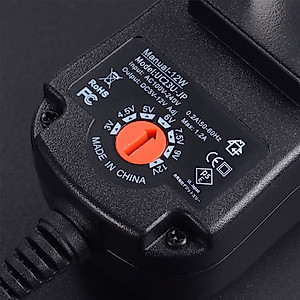 SoulBay 12W Universal AC Adapter Reversible Polarity Multi Voltage DC Power Supply, with 9pcs Adaptor Tips, Compatible with 3V to 12V Household Electronics, 1.2Amp Output