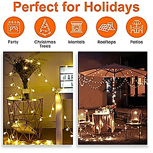 LCHUANG Battery Operated String Lights 66FT 200LEDs - Each 33FT 100LEDs 8 Mode Waterproof Christmas Fairy Lights Indoor Outdoor Hanging Globe Decorative Lights for Home Party Patio Garden Wedding