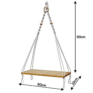 MACOLOGY Macrame Wall Decor-Boho Decor-2 Pack of Shelves with Ivy Plants-Boho Wall Decor-Hanging Shelves for Wall-Room Decor-Wood Shelving-Chic Aesthetic-Wall Shelves for Plants-Bohemian Shelves