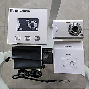 Digital Camera for Photograph, 4K 48MP Video Vlogging Camera with Fill Light, 16X Digital Zoom Pocket Camera for Students Teens Beginners, 3.0in LCD HD Display (White)