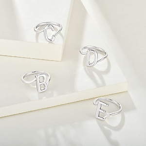 STARCHENIE Women's Initial E Ring Closed,Letter Ring for Women 925 Sterling Silver E Ring Size10