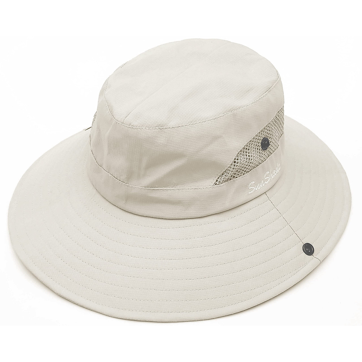 Womens Sun Hats Wide Brim Ponytail Hats Summer Beach Hat for Women Foldable Travel Safari Hats UPF50+(Size:M-L) (58cm/22.83inch,Beige)