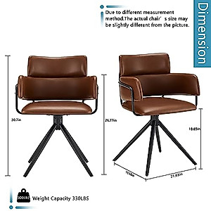 Purgreen Faux Leather Dining Room Chairs Set of 2,Mid Century Modern Mid-Back Accent Chair with Enhanced Black Legs - Upholstered Living Room Chair (Dark Brown, X-Leg)