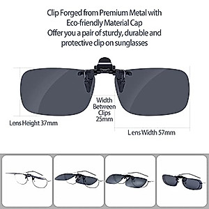MVICRDU Clip on Sunglasses over Prescription Glasses for Men & Women Flip up Sunglasses Polarized UV Protection Lens CG3