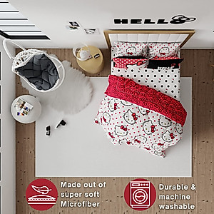 Franco Sanrio Hello Kitty Polka Dot Bedding 7 Piece Super Soft Comforter and Sheet Set with Sham, Queen, (100% Official Licensed Product) Collectibles