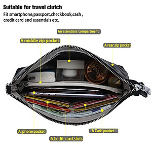 Leather Crossbody Purse Sling Shoulder Smartphone Bags with Card Slots for Women (Black 1)