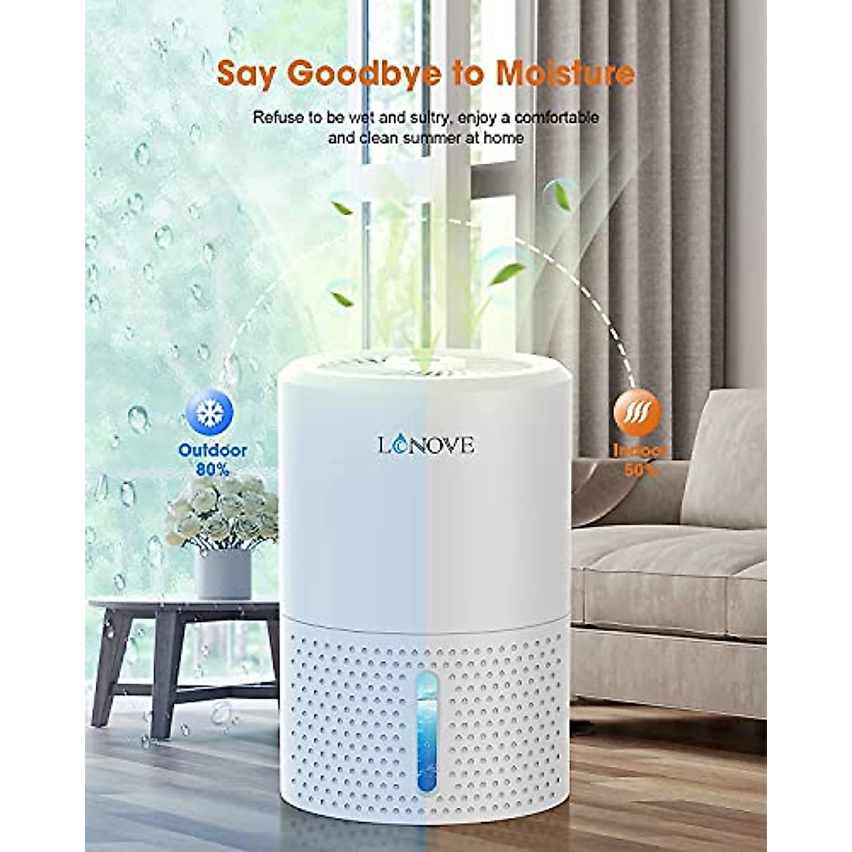 LONONE Dehumidifier - 31oz(900ml) Portable and Ultra Quiet Small Dehumidifiers with Colorful LED Light, 2200 Cubic Feet Compact Mini Air for Home Bedroom Bathroom Basements Closet RV Room