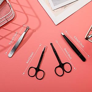 Honoson 4 Pieces Nose Hair Tweezers Nose Hair Trimming Tweezers Stainless Steel Round Head Tweezers Hair Scissors Curved Nose Hair Scissors Hair Tweezer Tools for Men Women Manicure