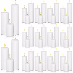 MTLEE 48 Pcs Set of 3 Pillar Candles Pillar Candle Bulk 3 Inch 6 Inch 8 Inch Assorted Candles Dripless Unscented Smokeless Pillar Candles for Wedding Holiday Dinner Restaurants Spa Home Decor