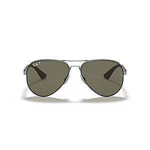 Ray-Ban Men's RB3523 Aviator Sunglasses, Matte Gunmetal/Polarized Green, 59 mm + 0