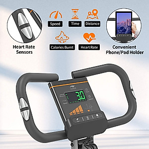 leikefitness Folding Stationary Bike Recumbent Exercise Bike w/Arm Resistance Bands-Pulse Sensor-LCD Monitor and Easy to Assemble Indoor Cycling Bike 2280 (GREY)