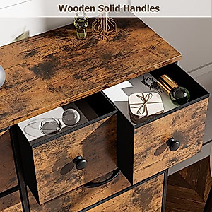 Nicehill Dresser for Bedroom with 10 Drawers, Storage Drawer Organizer, Tall Chest of Drawers for Closet, Living Room, Hallway, Entryway, Fabric Drawers (Rustic Brown)