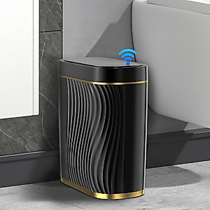 GloDeals Automatic Bathroom Trash Can with Lid: 2 Gallon Motion Sensor Trash Can, Touchless Small Bathroom Trash Bin, Waterproof Smart Garbage Can for Bathroom, Bedroom, Office, rv(Black)