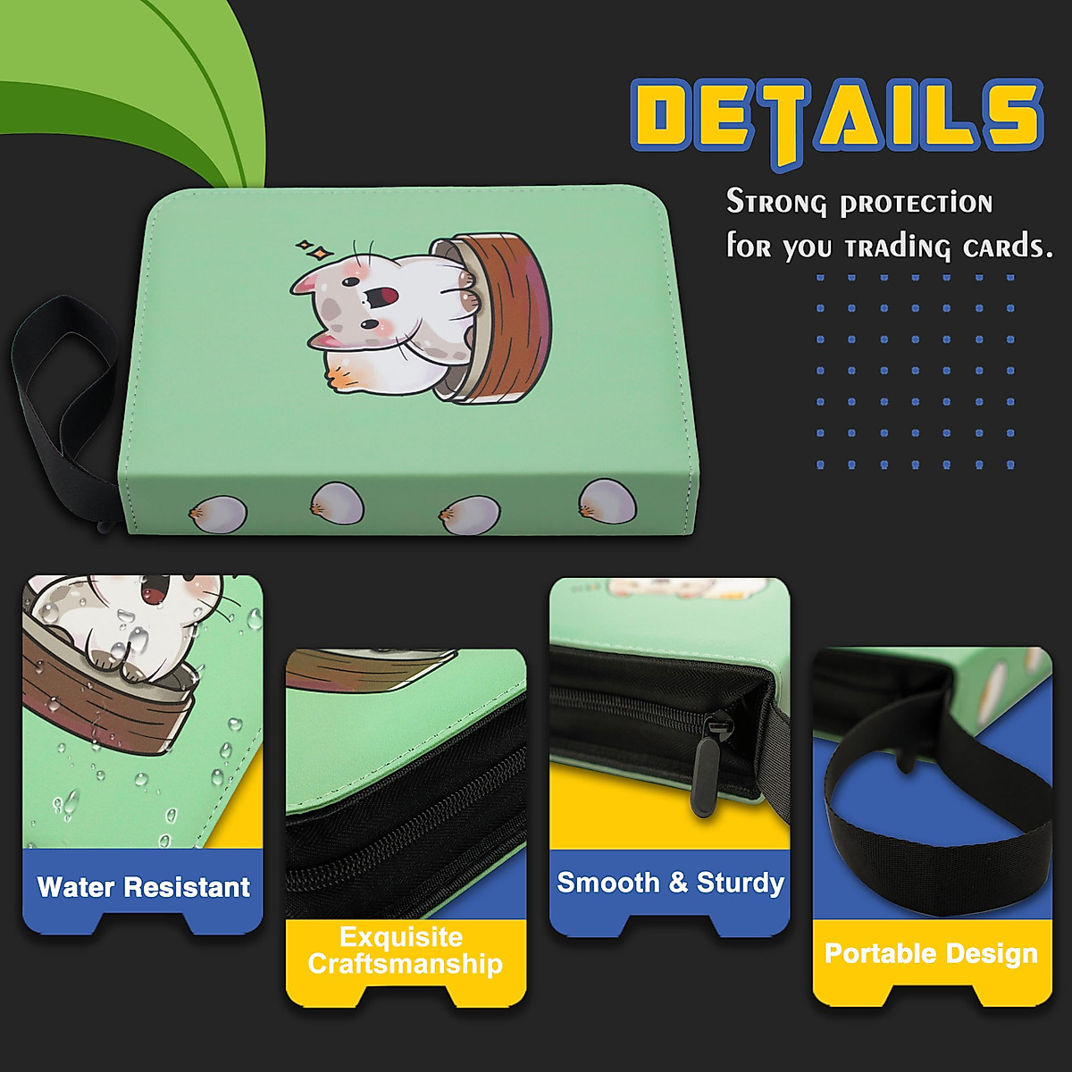 CLOVERCAT 4 Pocket Waterproof Trading Card Binder, Teal, 400 Double Sided Pocket, Fits 400 Cards