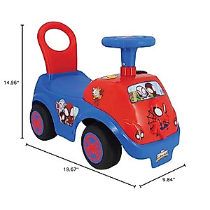 Kiddieland: Spidey Team Activity, Ride-On, Lively Sounds and Has Flashing Lights, Interactive Dashboard with Exciting Sounds, Colorful Flashing Lights