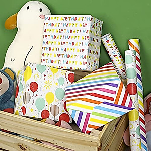 MAYPLUSS Birthday Wrapping Paper Roll - Mini Roll - 17 inch X 120 inch Per roll - Balloon Design (42.3 sq.ft.TTL)