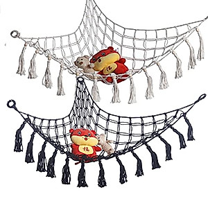 Enfudid Large Stuffed Animal Toy Hammock, 47 inch Toy Hammock Organizer for Stuffed Animal Display Corner Plush Toys Net Holder Boho Decor for Nursery Playroom Bedroom Kids Room Storage