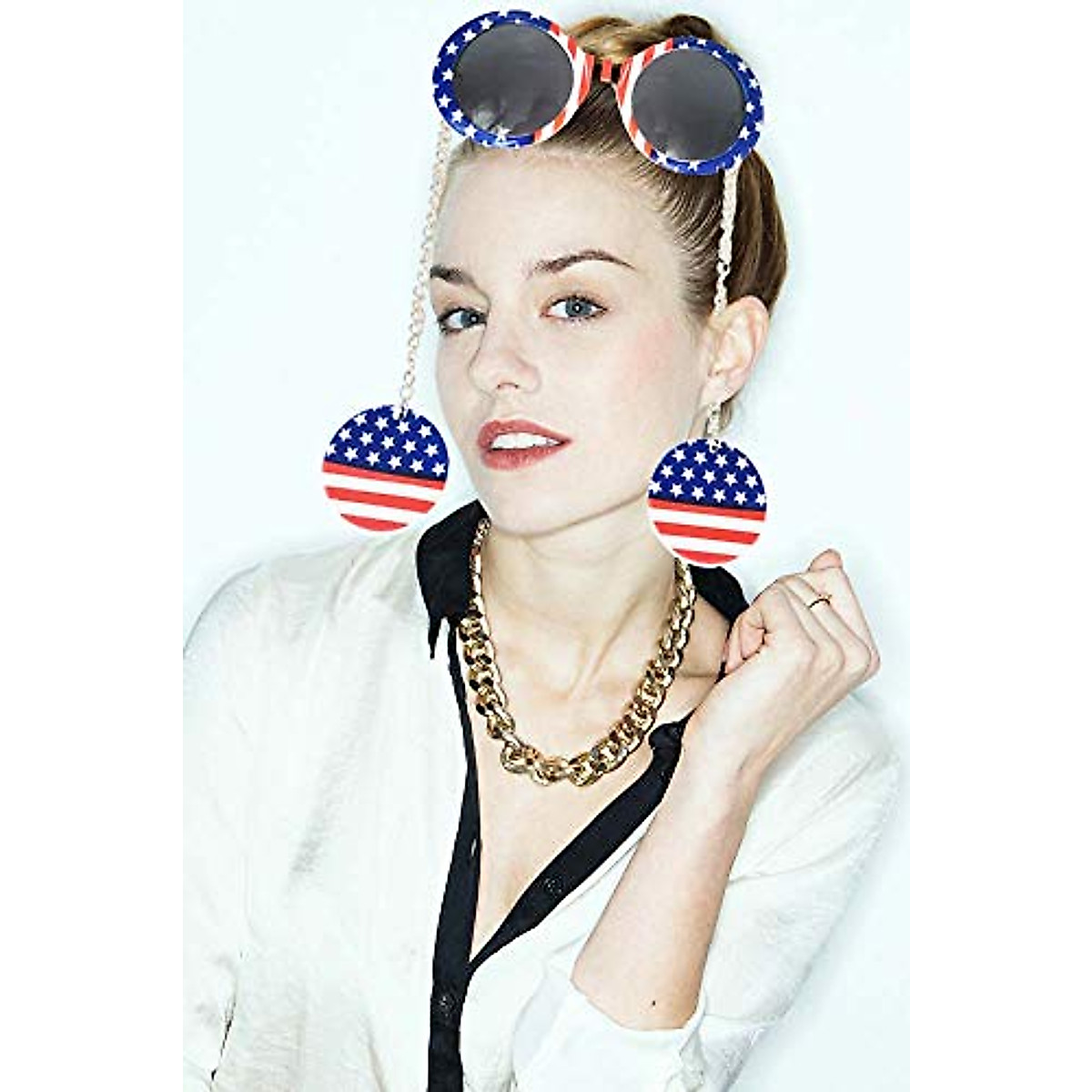 TD.IVES12 Pack American Flag Glasses USA Patriotic Party Sunglasses Masks Cool Shaped Plastic Eyewear for Party Props