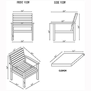 Acacia Wood 2-Person Bistro Set with Water-Resistant Seat Cushions Outdoor Furniture 25 in. W x 29 in. D x 29 in. H Weatherproof & Durable Hardwood Neutral Wood Finish & Natural Cushions