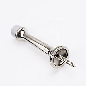 Cosnys 4 Pack 3" Heavy Duty Solid Rigid Door Stop with Soft Rubber Tip, Zinc Die Cast Metal Door Stopper Protect Wall & Door, Brushed Satin Nickel