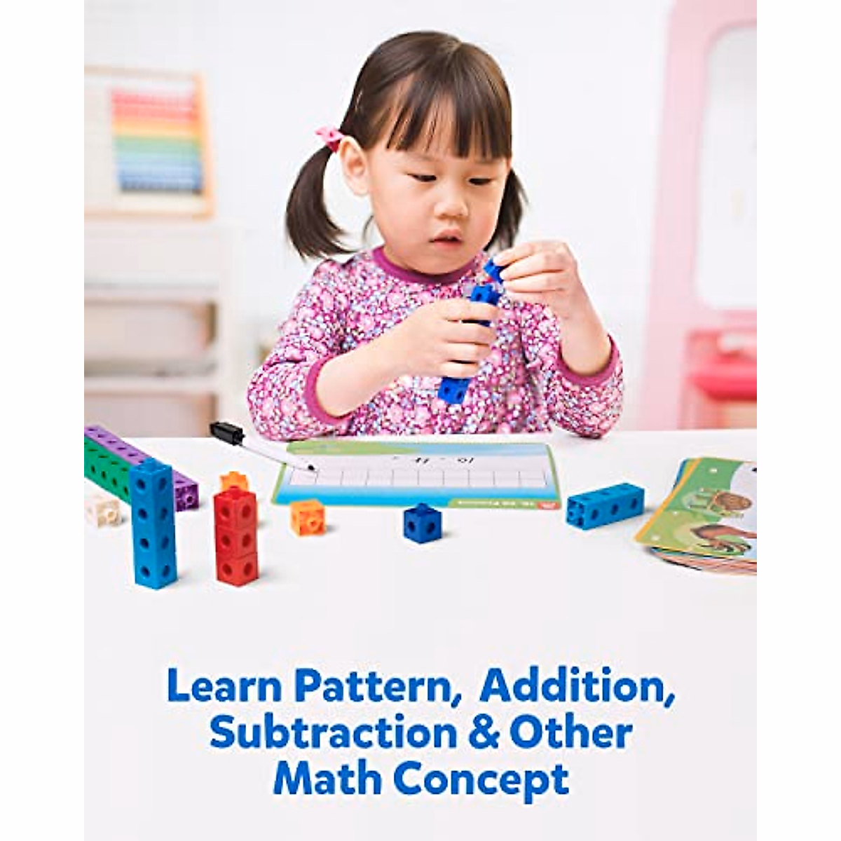 Coogam Math Cubes, Manipulatives Number Counting Blocks with Activity Snap Linking Cube Math Construction Toy Gift for Preschool Kindergarten Learning