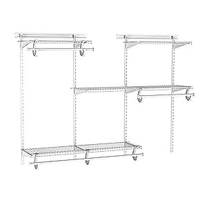 ClosetMaid ShelfTrack Wire Closet Organizer System, Adjustable from 4 to 6 Ft., With Shelves, Clothes Rods, Hardware, Durable Steel, White