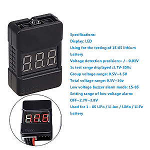 SIPYTOPF 3 Pack Lipo Battery Tester,BX100 RC 1-8S Low Voltage Buzzer Alarm Super Sound Warning Checker with LED Indicator Lipo/Li-ion/LiMn/Li-Fe