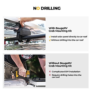 BougeRV Solar Panel Crab Mounting Kit for Cars with Cross Bars, Universal Roof Rack Clamps for Luggage Rack without Drilling, 100 to 200 Watt Solar Panel Mounting Brackets, Auto Off-Grid Solar Systems