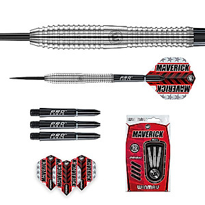 Winmau Maverick 22 Gram Professional Steeltip Tungsten Darts Set with Flights and Stems (Shafts)