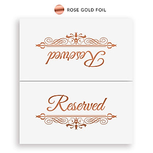 Reserved Table Signs Cards Rose Gold Foil, 20-Pack Table Tent, VIP Place Card, Double Sides Reserved Rose