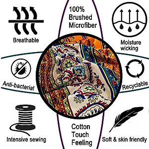 Elmiansly 3PCS Boho Style Floral Printed Duvet Cover Full Set, Exotic Indian Bedding Linen Set, Ultra Soft Comforter Cover Folk Quilt Cover 78 X 90 inches & 2 Pillow Shams for All Seasons