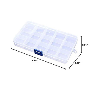 WOIWO Plastic Jewelry Box Organizer Storage Container with Adjustable Divider Removable Grid Compartment (15 Grids)