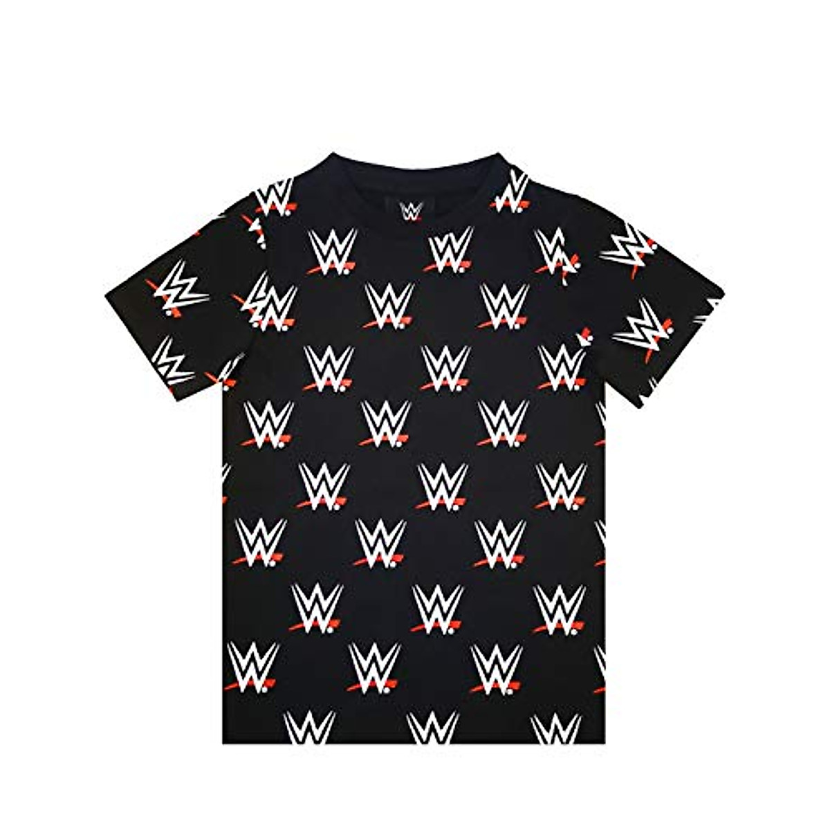 WWE Wrestling All Over Print Boys Kids Black Logo T-Shirt