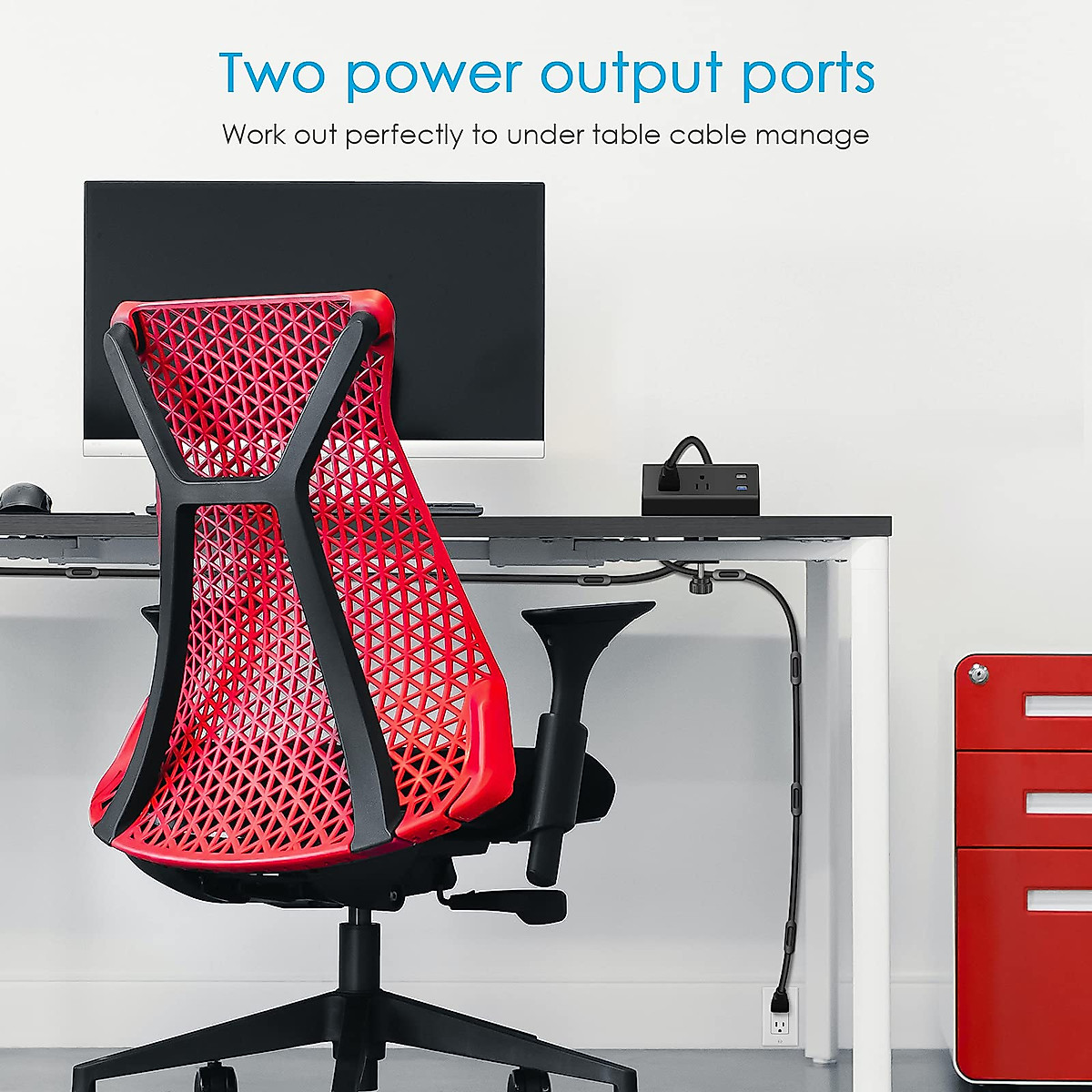 CCCEI Fast Charging Desk Clamp Power Strip, QC 3.0 USB Port, 500J Surge Protector on Desktop Mount Power Strip, Fit 1.6 inch Tabletop Edge Thick. (Black).