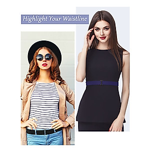 SATINIOR 6 Pcs No Show Invisible Women Flat Belts Buckle Stretch Elastic Belt for Jeans Pants Dresses (Classic Color)