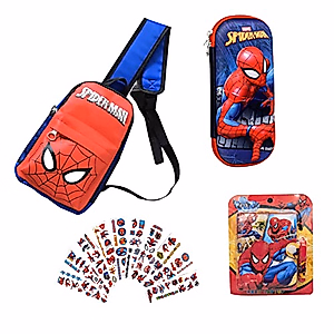 Nulwusk Kids School Backpack For Boys Girls, Bundle with 16" Inch School Backpack with Crossbody Backpack, Stickers, pencil case, Notebook