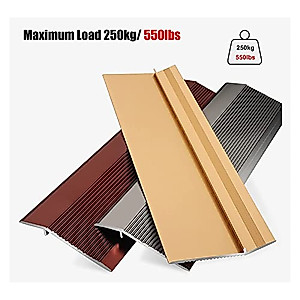 XHP 35-59 inch Aluminium Floor Threshold Transition Strip 4 inch Wide Modern Metal Tile Floor Edging Trim Cuttable Carpet Edge Strip Doorway Reducer Non-Slip Long Divider Strip Wood to Tile
