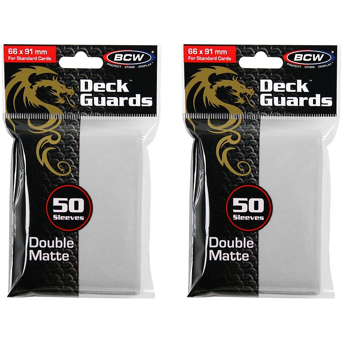 Deck Guard BCW 100ct White Matte Finish for Stardard Size Collectable Cards - Deck Protector Sleeves [2-Pack Bundle]