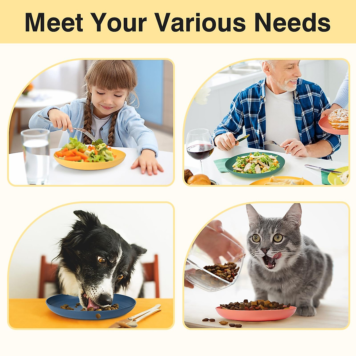 Idealic 9inch Wheat Straw Plates, Unbreakable Dinner Plates Set of 8, Dishwasher & Microwave Safe Reusable Kids Plate Set, Salad Plate for Kids, Multi-colors