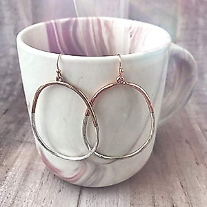 SPUNKYsoul Oval Hoop 2 toned Earrings for Women (Gold/Silver)