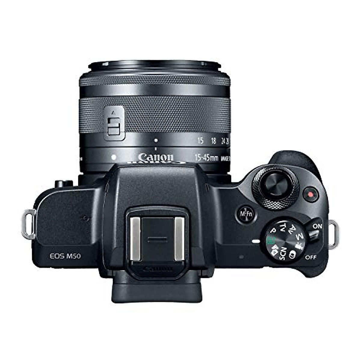 Canon EOS M50 15-45mm Mirrorless Digital Camera (Black) with Canon EOS Camera Gadget Bag, 64GB SD Card, Flexible 12" Spider Tripod, and Battery & Charger Pack Bundle (5 Items) (Renewed)