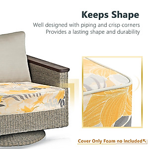 Porch Shield Outdoor Cushion Slipcovers Patio Chair Seat Cushion Covers Set 4 Waterproof Fade Resistant 20 x 18 x 4 inch, Summer Blossom