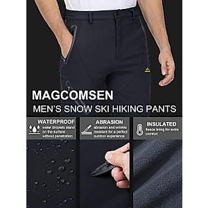 MAGCOMSEN Winter Pants Men Fleece Lined Pants Warm Pants Waterproof Pants Ski Pants Snow Pants Hiking Pants Tactical Pants Black