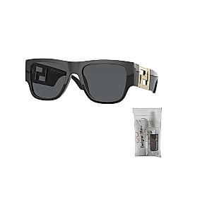Versace VE4403 GB1/87 57MM Black/Dark Grey Rectangle Sunglasses for Men + BUNDLE with Designer iWear Eyewear Kit