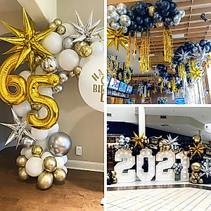 PartyWoo Metallic Gold Balloons, 110 pcs 22 Inch Star Balloons and Gold Balloons Different Sizes Pack of 18 Inch 12 Inch 10 Inch 5 Inch for Balloon Garland as Birthday Decorations, Party Decorations